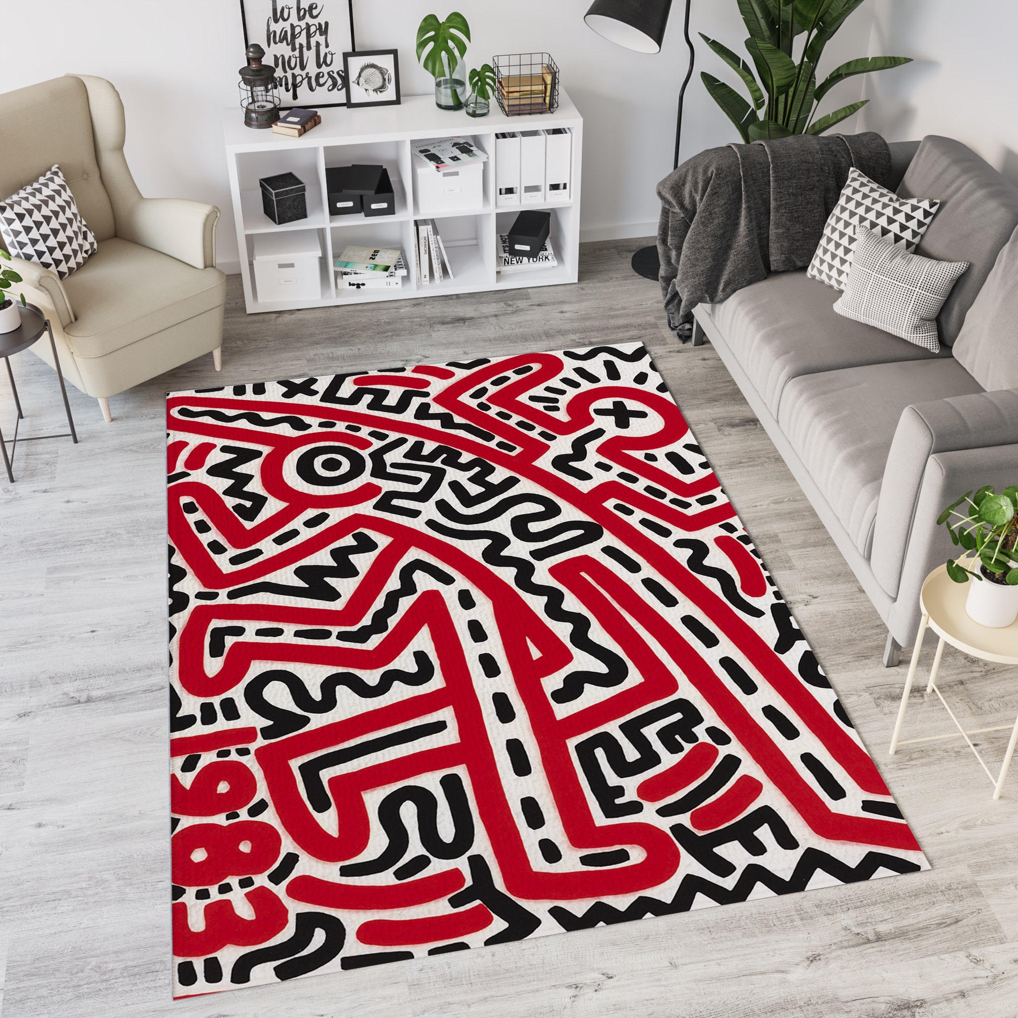 Black and Red Keith Haring Dancing,keith Haring Dancing Rug,cool Rug ...
