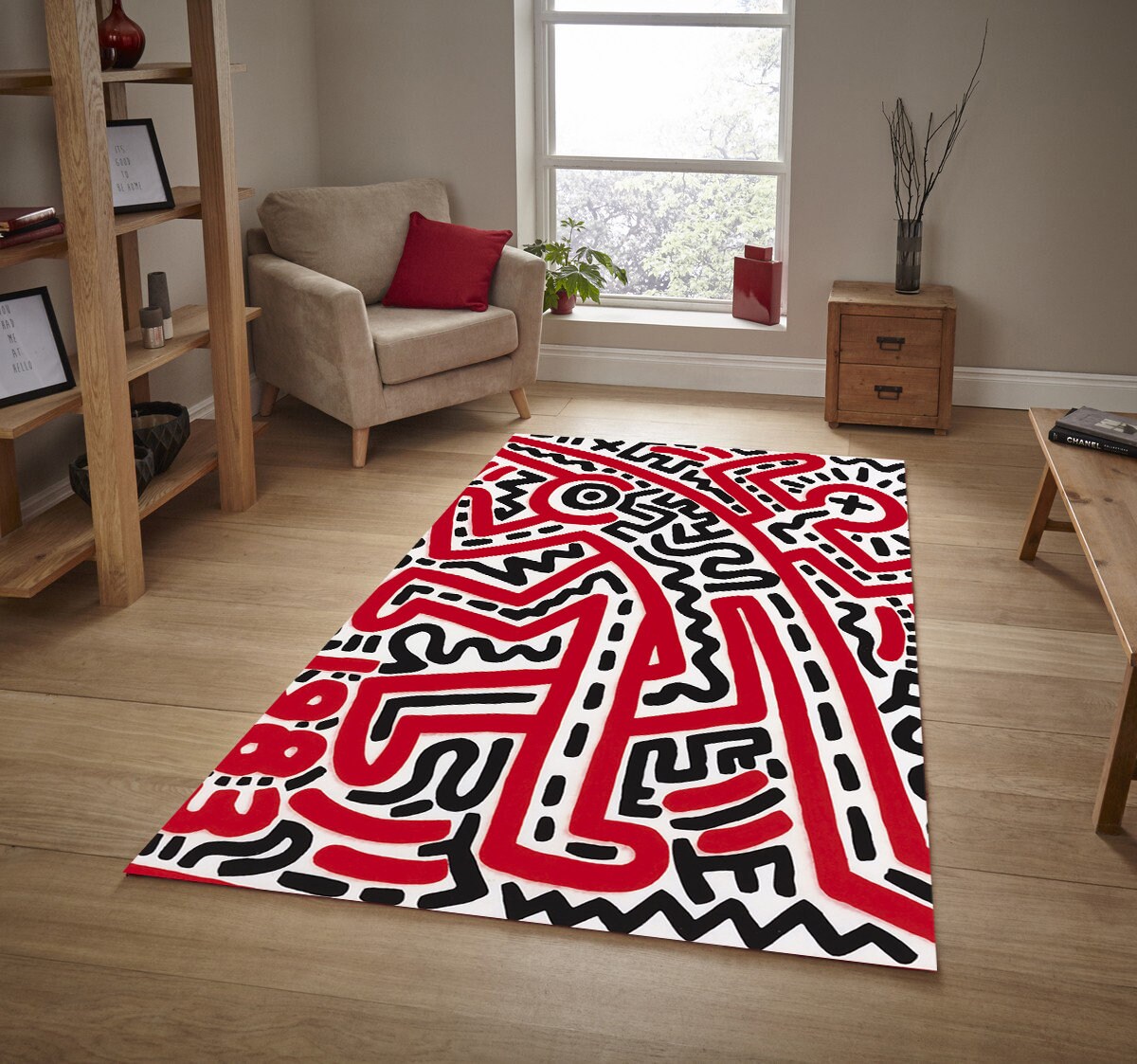 Black and Red Keith Haring Dancing,keith Haring Dancing Rug,cool Rug ...
