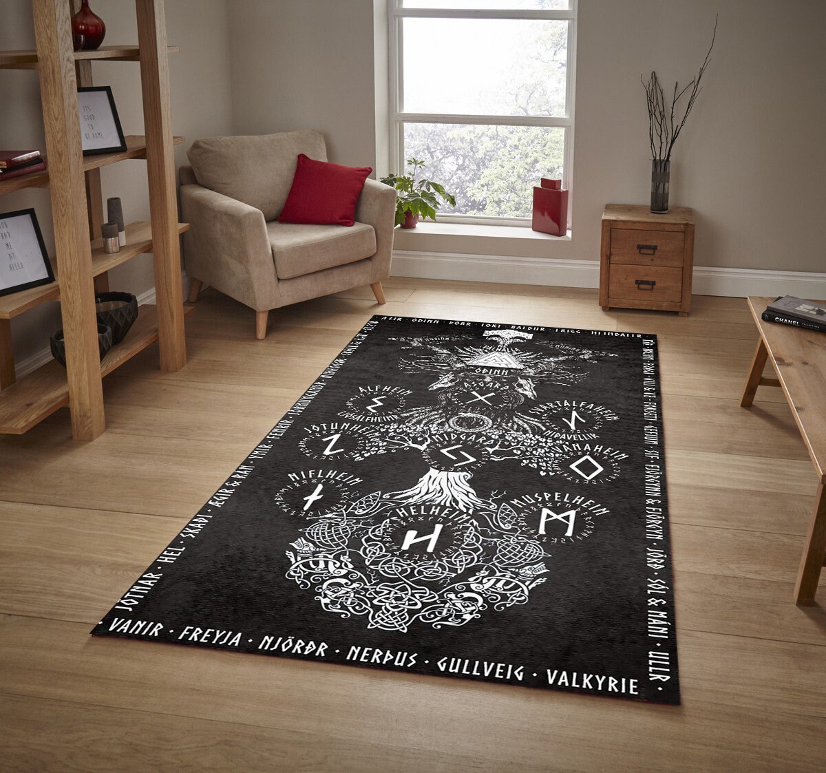 Norse Mythology Viking Decor Rug Valknut Norse Pagan Carpet - Etsy