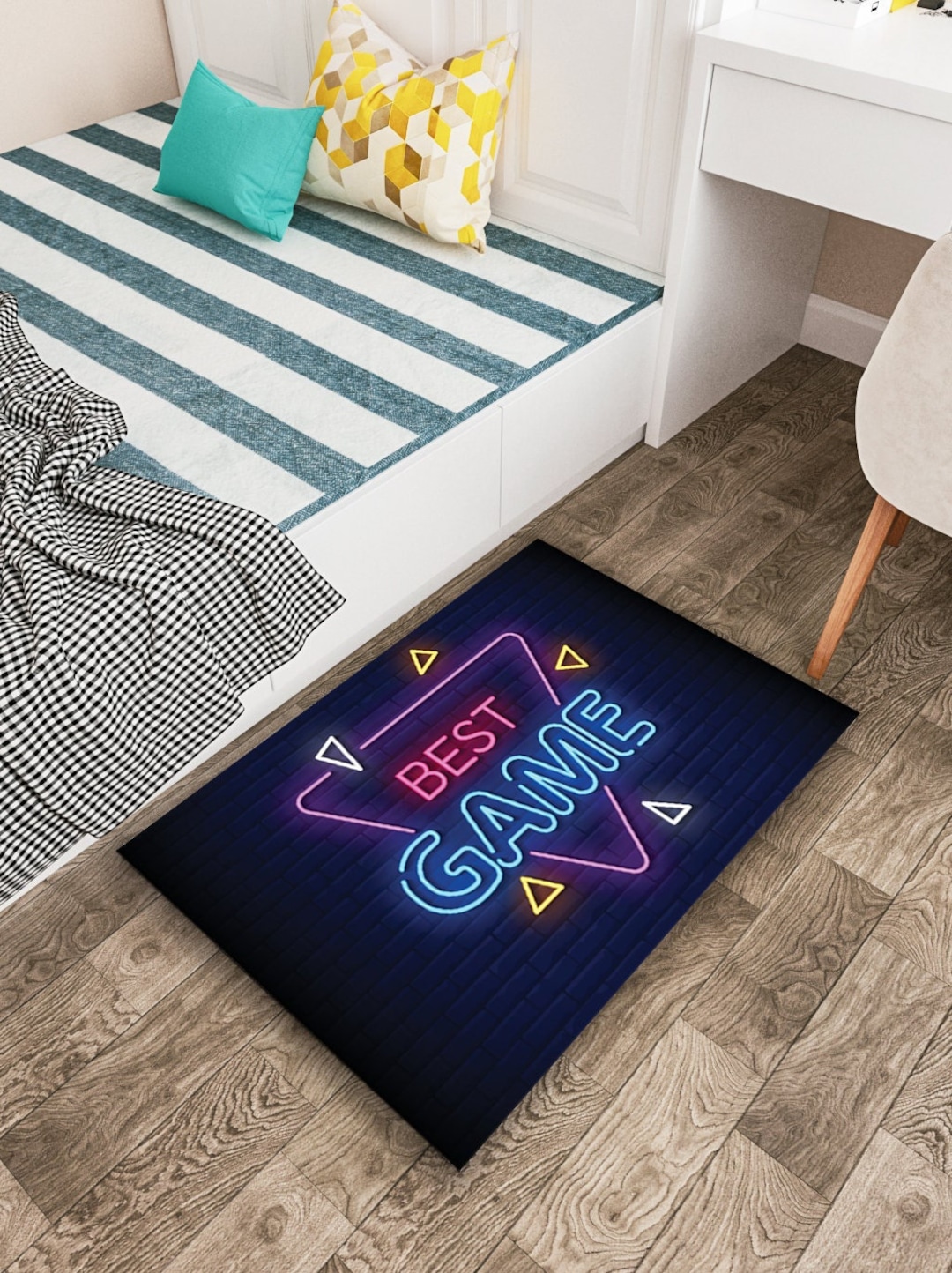Arcade Zone Pattern Rug, Game Console Carpet, Game Room Rug, Awesome ...
