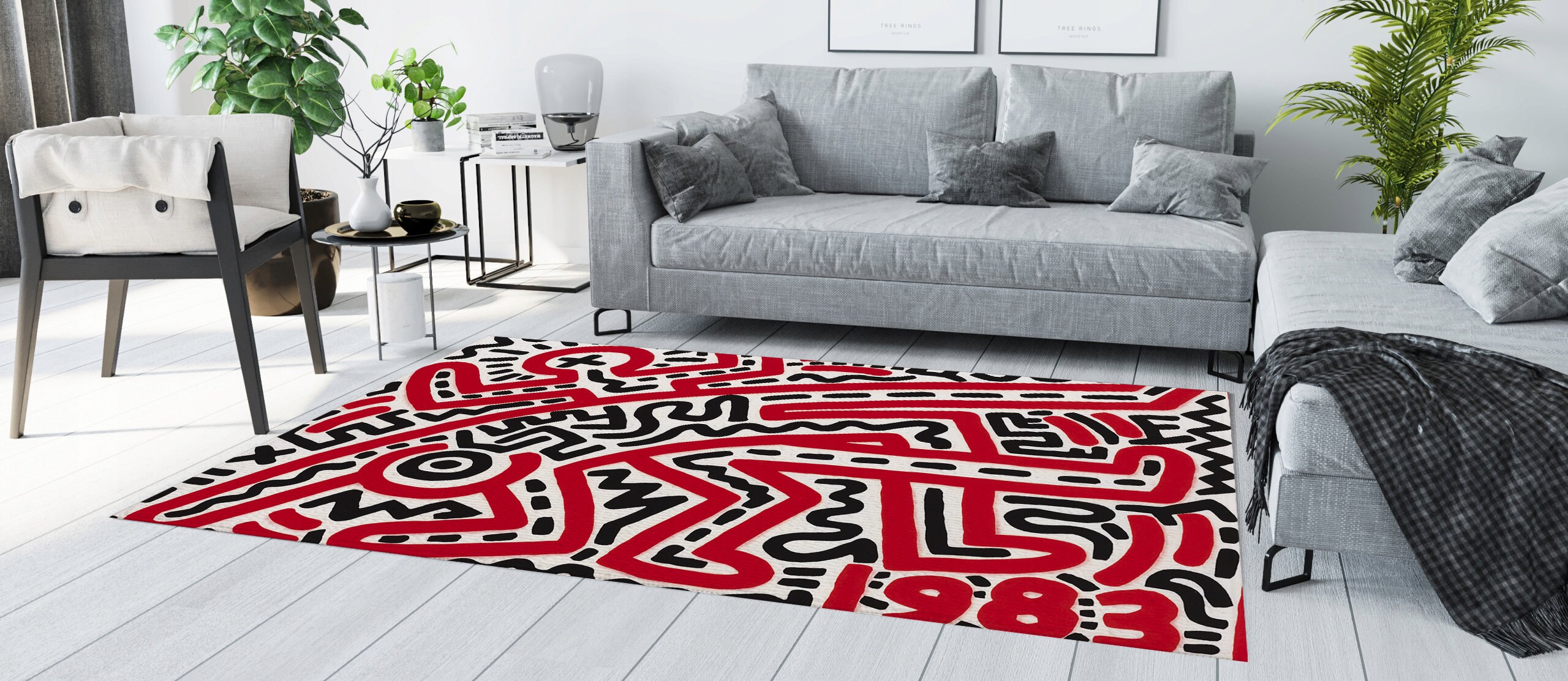Black and Red Keith Haring Dancing,keith Haring Dancing Rug,cool Rug ...