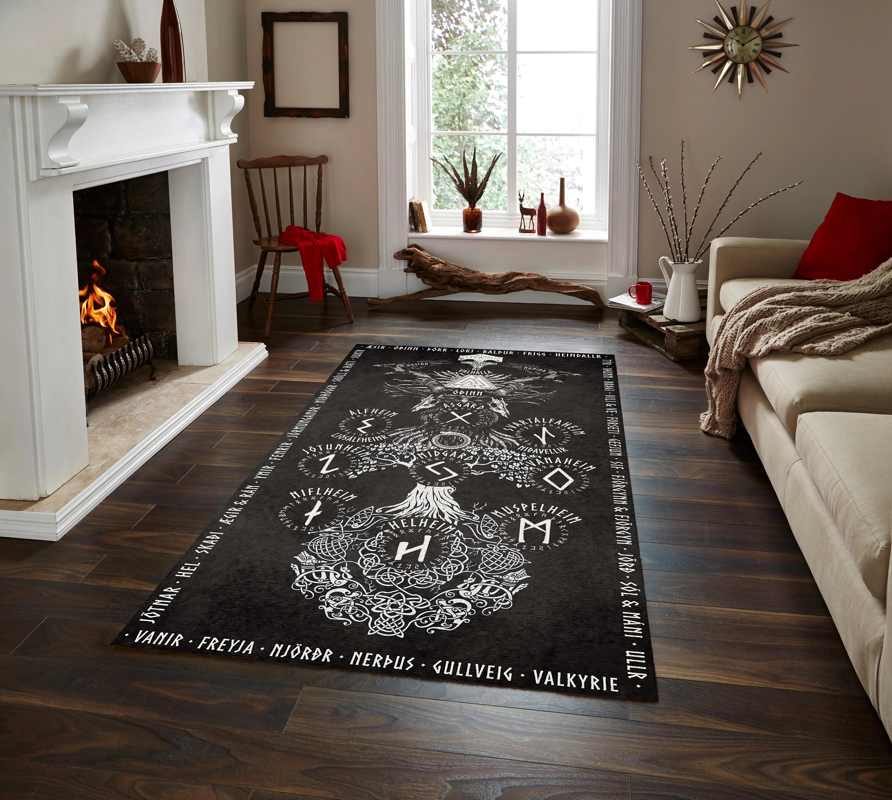Norse Mythology Viking Decor Rug Valknut Norse Pagan Carpet - Etsy