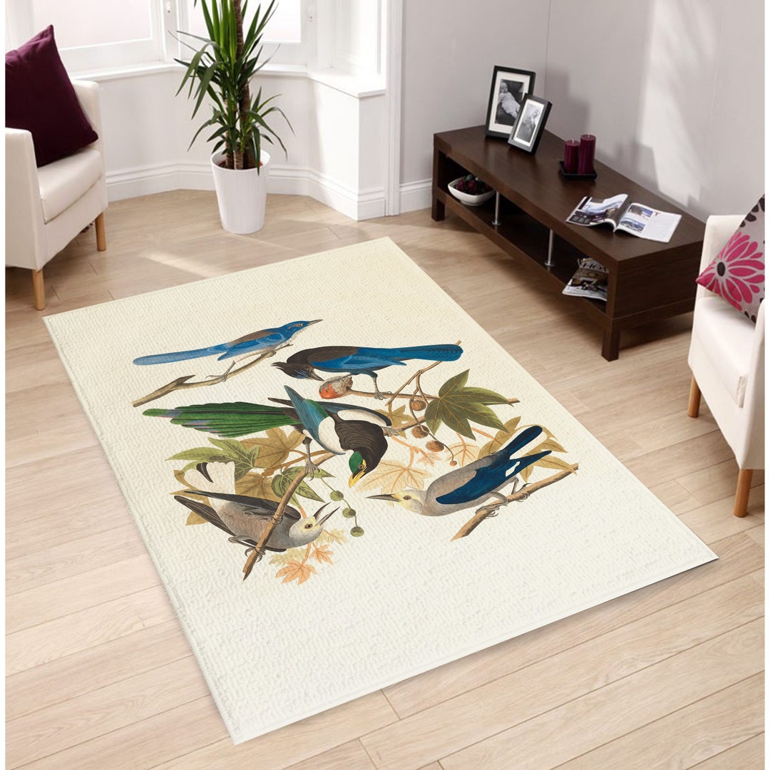 Bird Pattern Cute Rug, Living Romm Carpet With Bird Pattern, Home Decor ...