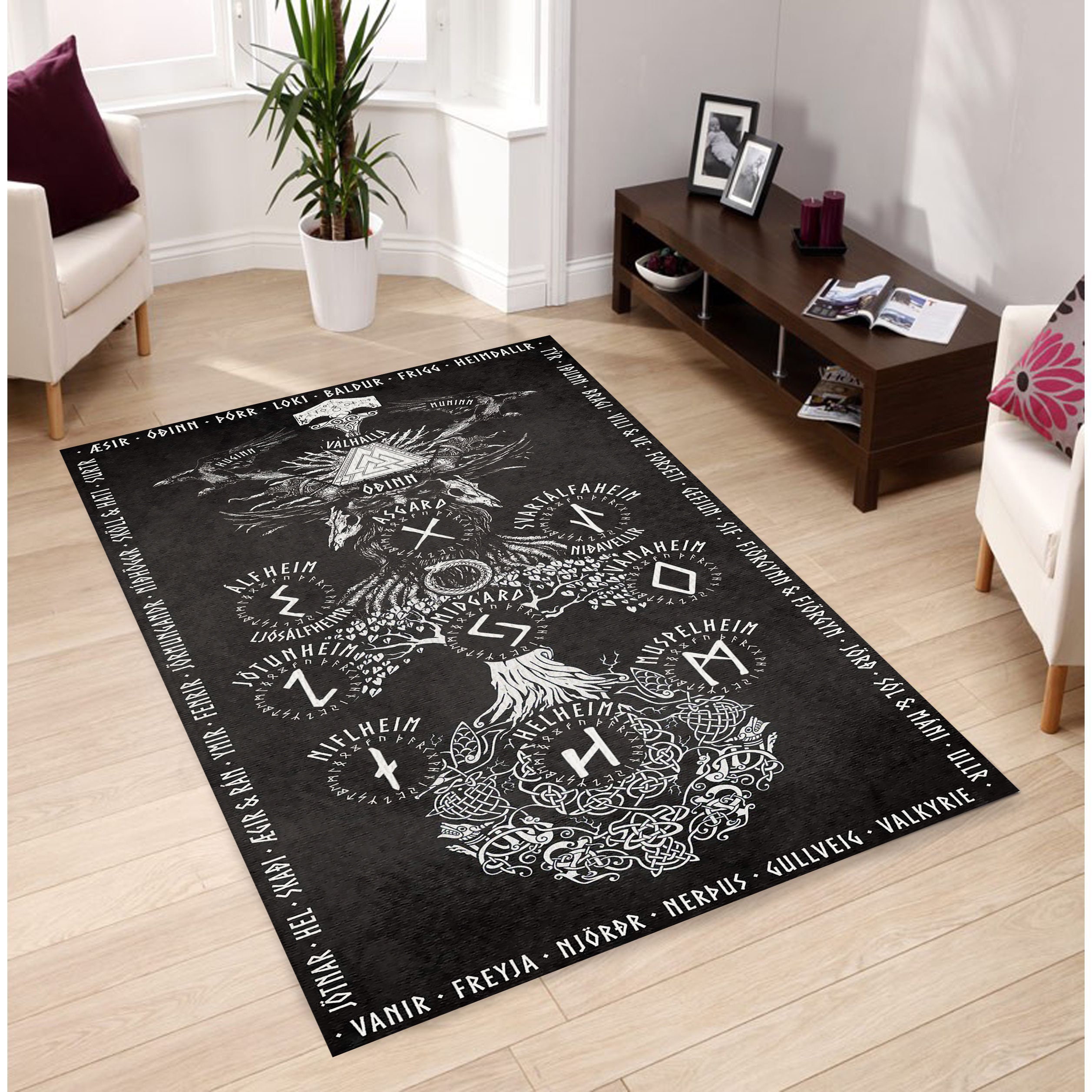 Norse Mythology Viking Decor Rug Valknut Norse Pagan Carpet - Etsy