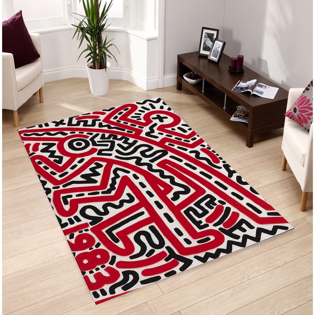 Black and Red Keith Haring Dancing,keith Haring Dancing Rug,cool Rug ...