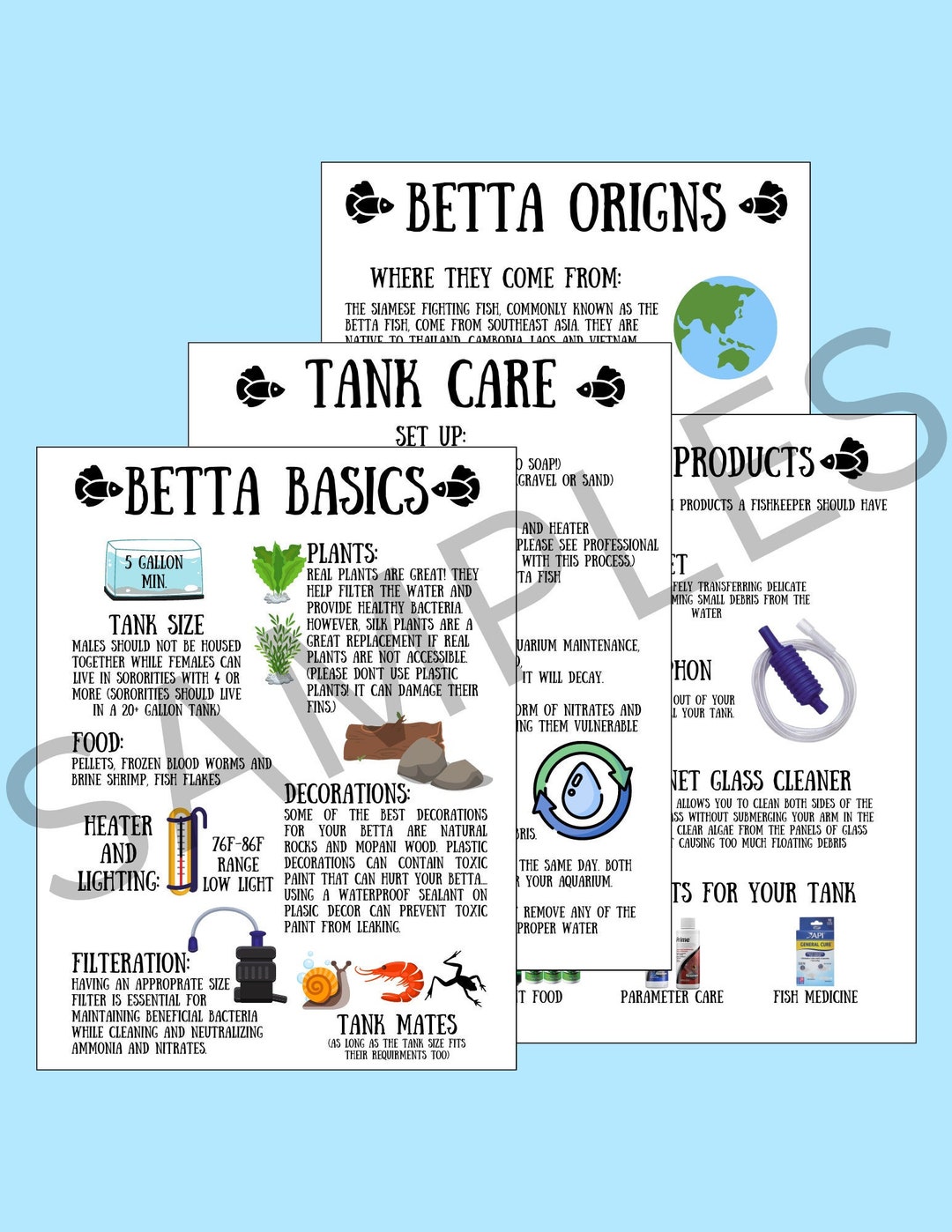 Betta Fish Care Sheet - Etsy