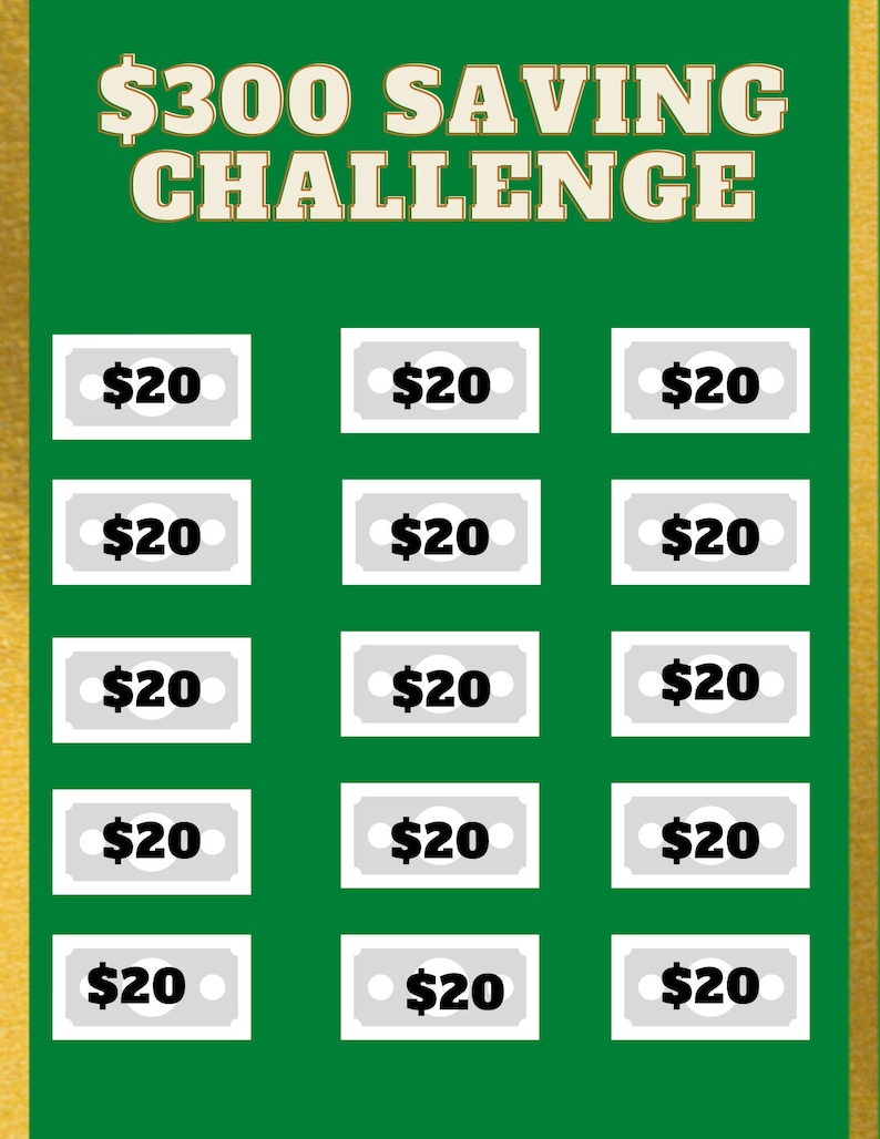 300 Dollar Savings Challenge - Etsy