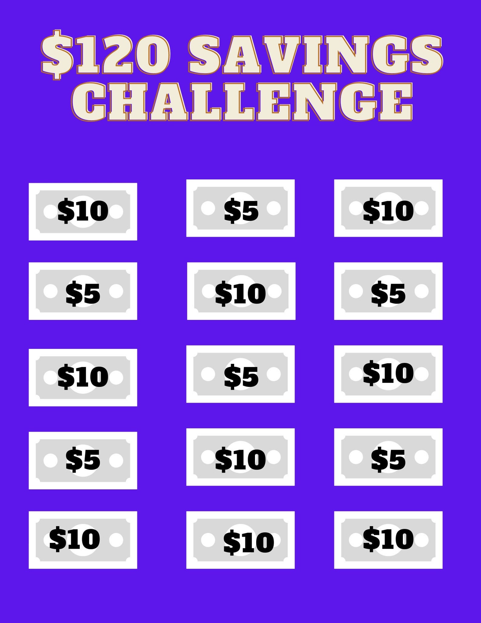 120 Dollars Mini Savings Challenge - Etsy