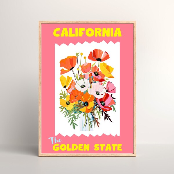 California Poppy Flower Market Art Print, California Poppy Wall Art ...