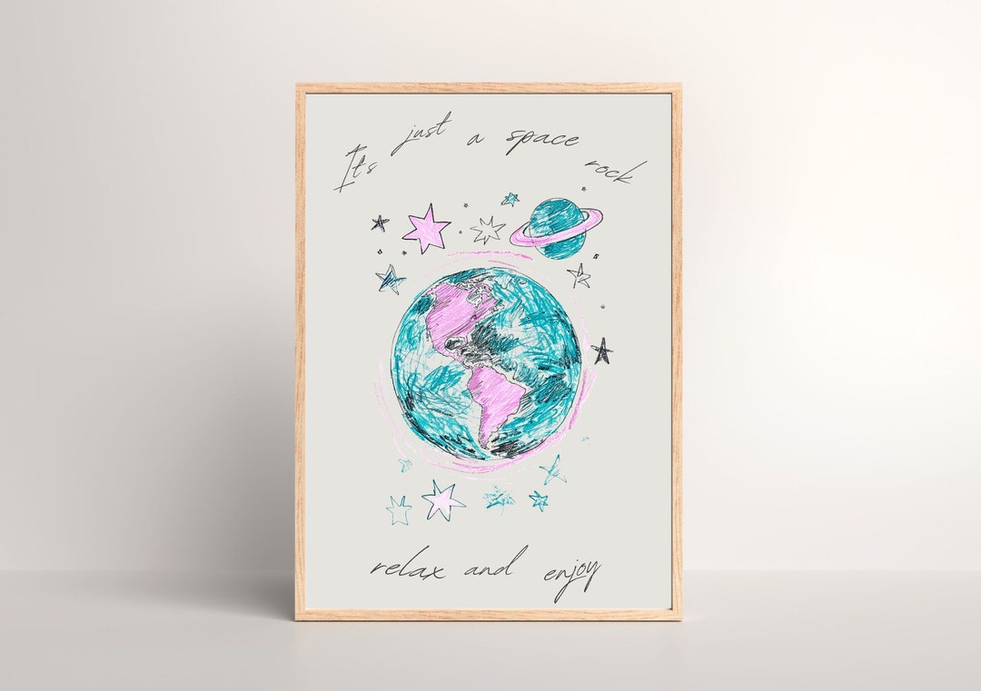 We Are Literally on a Floating Rock, Dopamine Wall Art, Mental Health ...