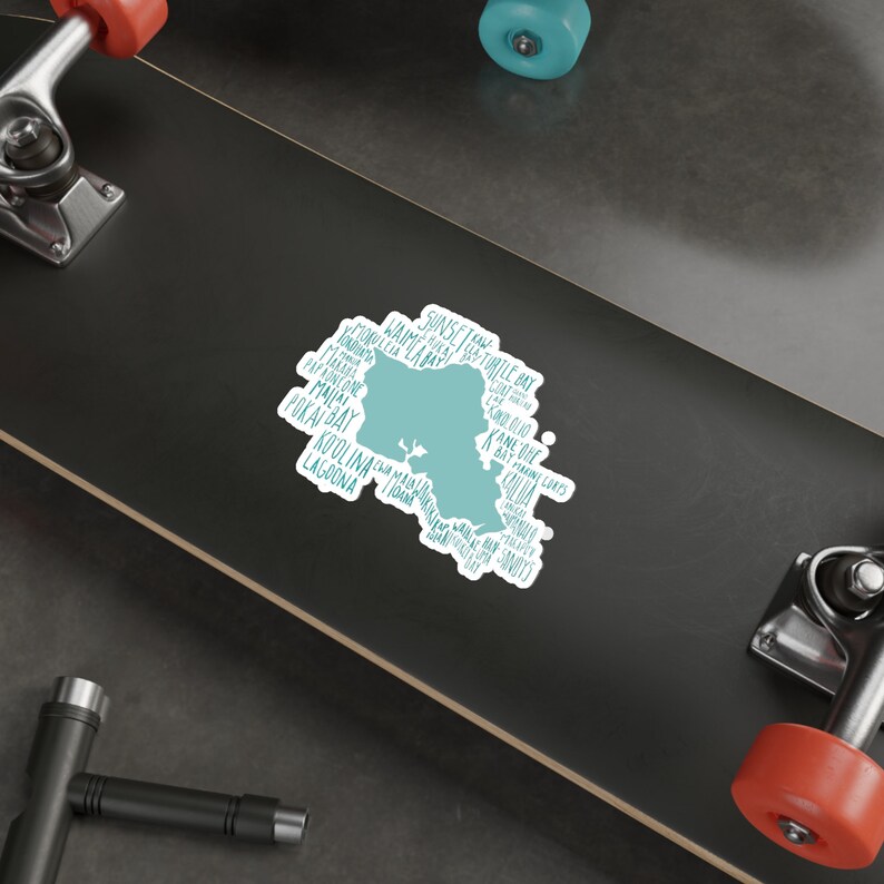 Oahu Beach Map Sticker, Beaches of Hawaii Art, Oahu Maui Big Island ...