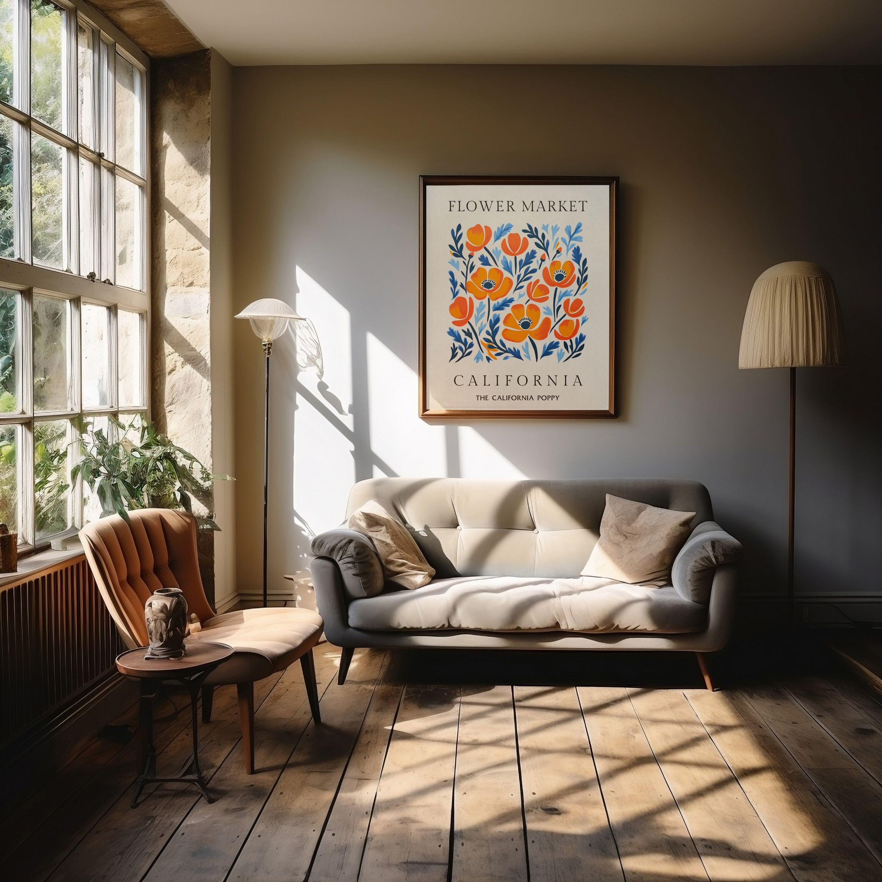 California Poppy Flower Market Art Print, California Poppy Wall Art ...