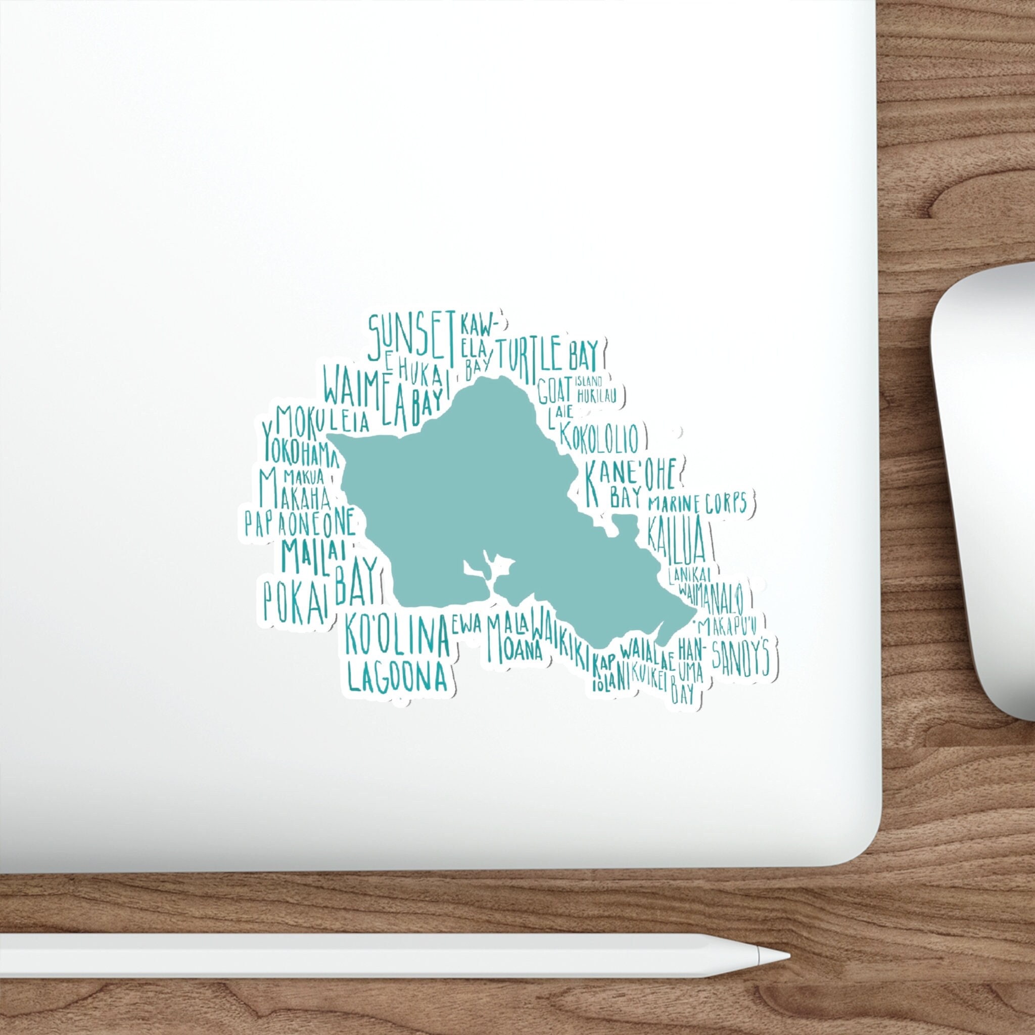 Oahu Beach Map Sticker, Beaches of Hawaii Art, Oahu Maui Big Island ...