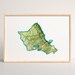 Oahu Hawaii Illustrated Map Print, Handlettering Map of Oahu Hawaii ...