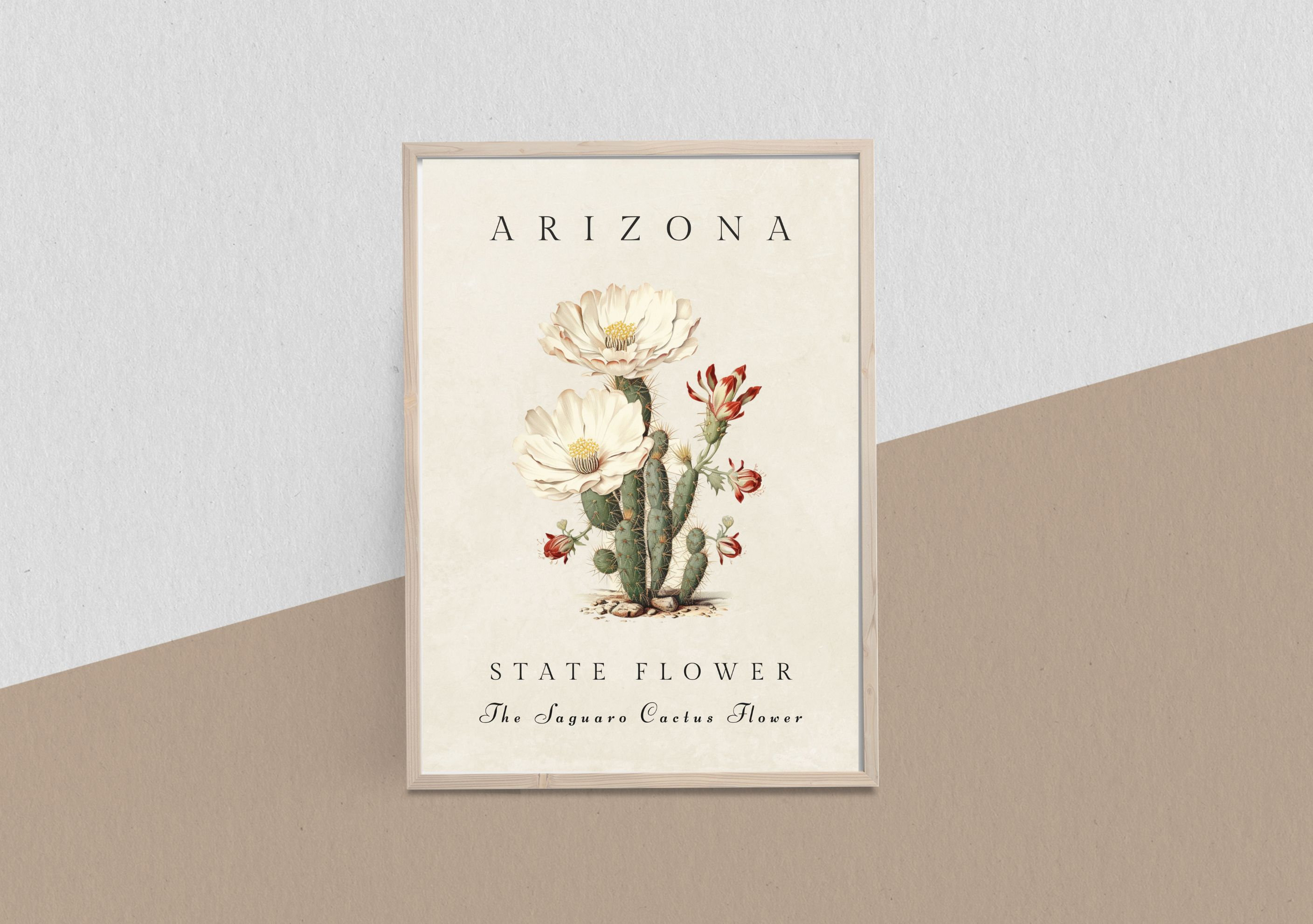Arizona State Flower Print, Arizona Flower Market Art Print, Saguaro ...