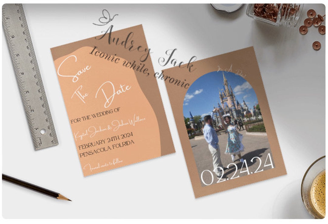 Boho Neutral Save the Date Template - Etsy