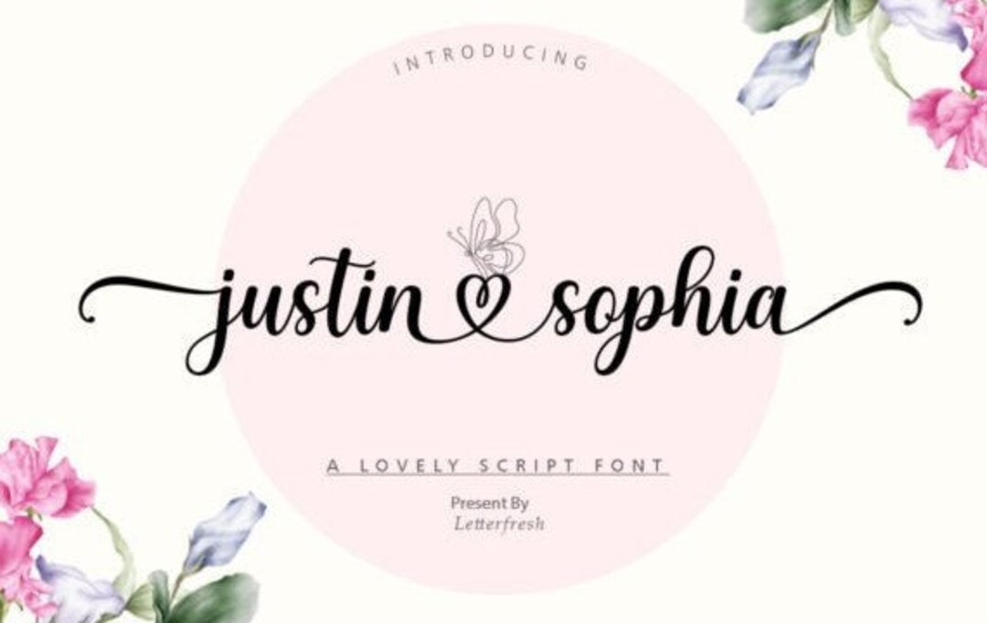 Justin Sophia Font, Beautiful Font, Cricut Font, Script Font, Vintage Font, Retro Calligraphy ...