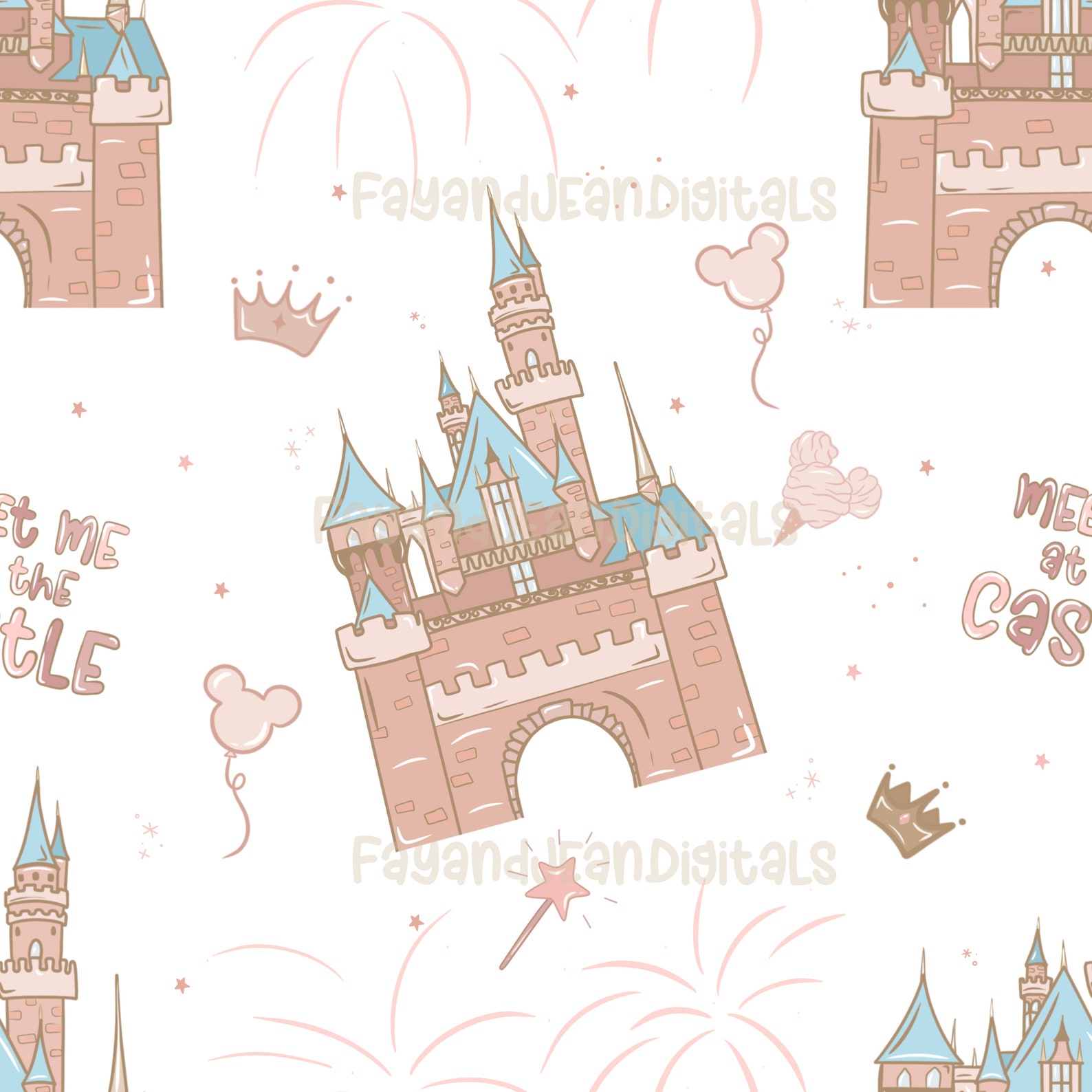 At the Castle Digital Seamless White - Etsy