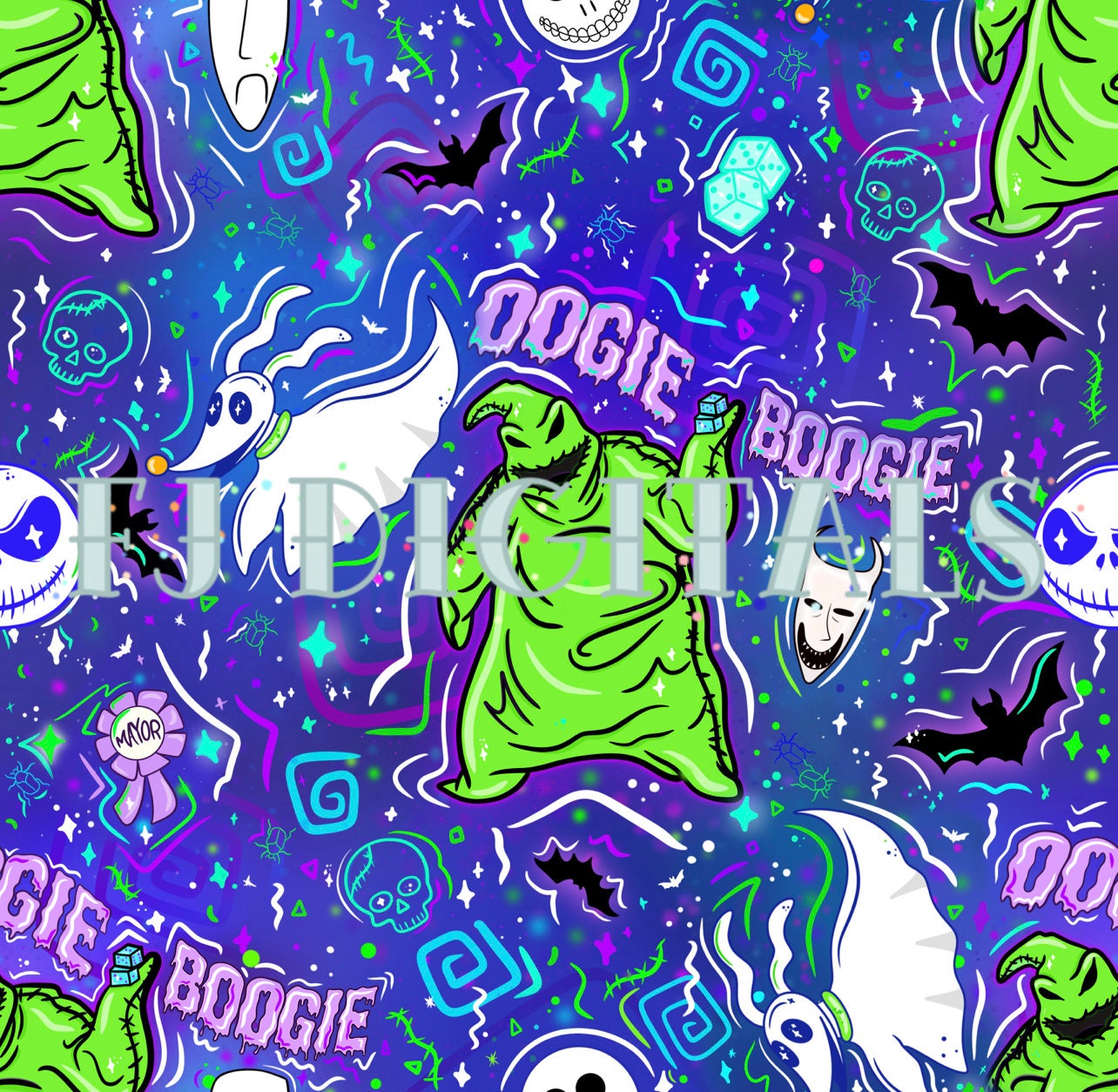 Oogie | N B C | Digital Seamless Pattern | Vibrant | Neon | Halloween ...