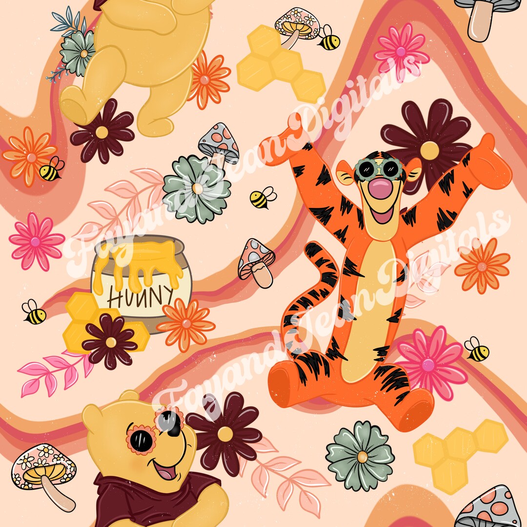 Groovy Bear and Tiger | Digital Seamless Pattern - Etsy