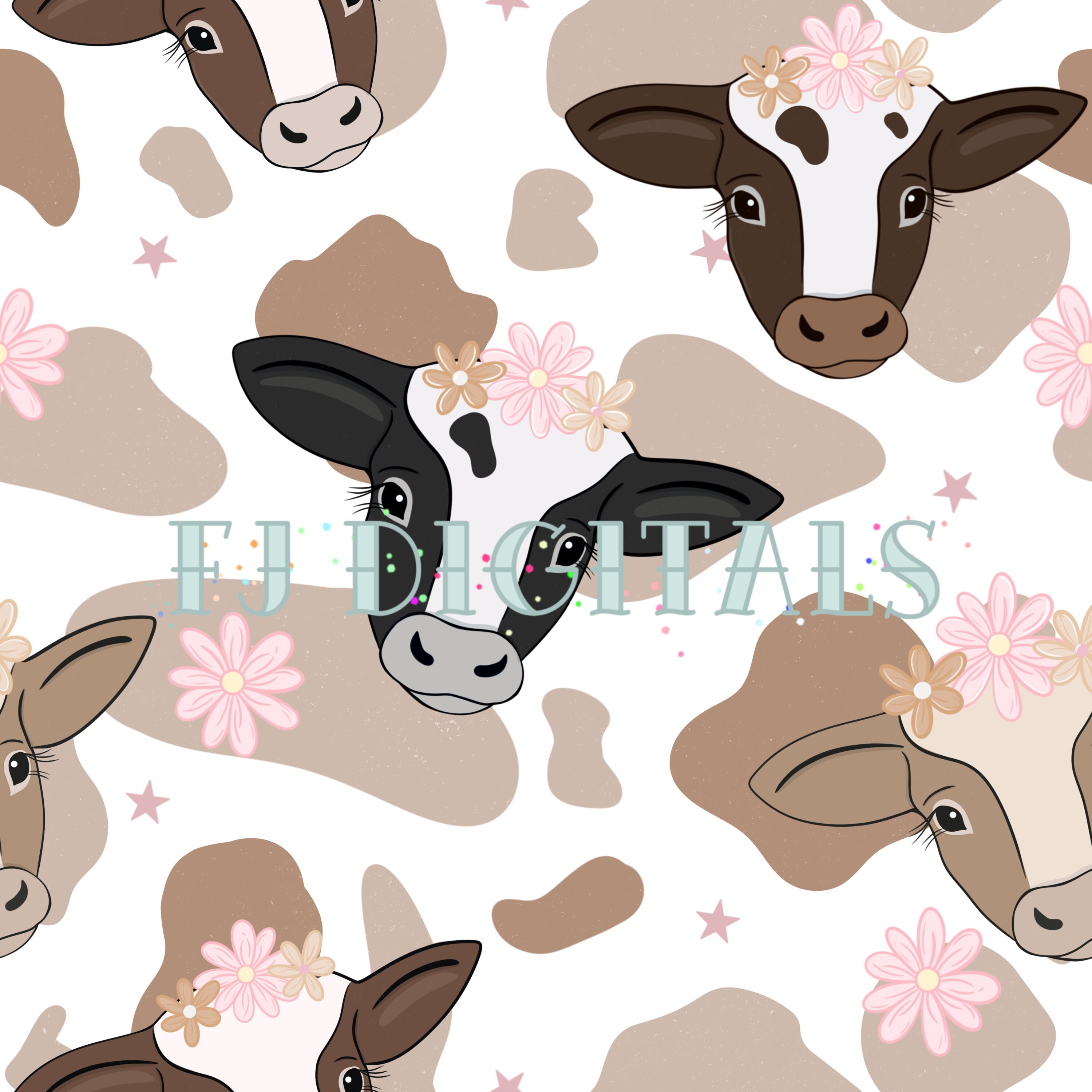 Cow Print Cow Digital Seamless Pattern - Etsy