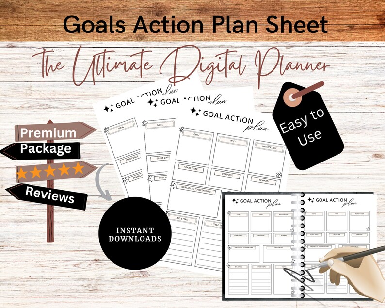Goals Action Plan Sheet Fillable Pdf Ready to Print Microsoft Word ...