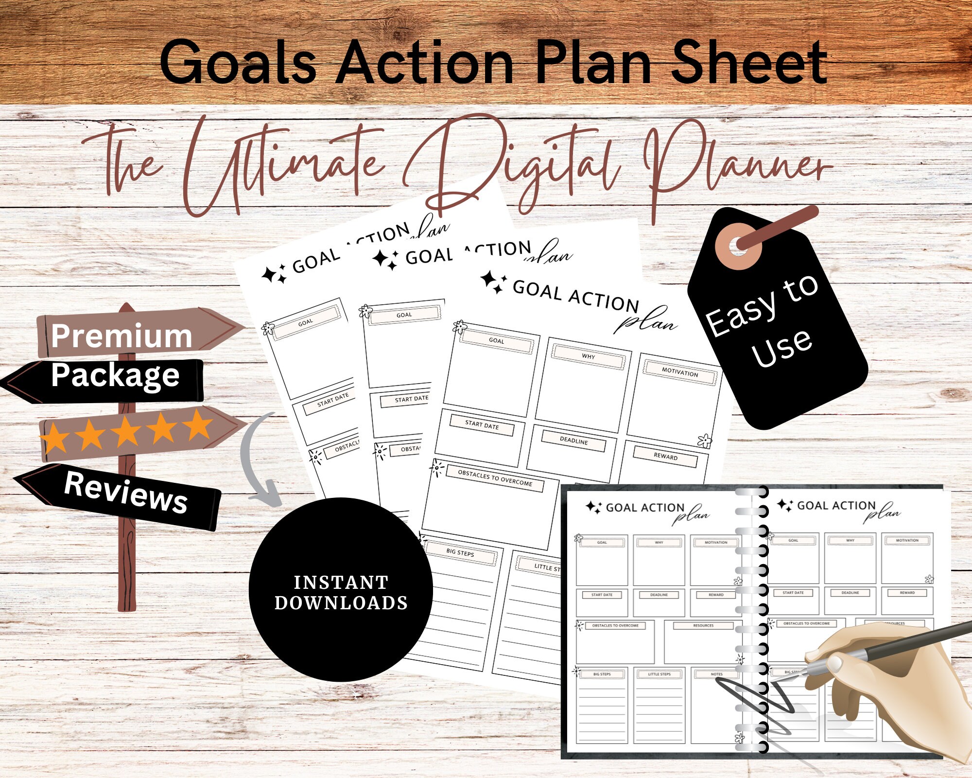 Goals Action Plan Sheet Fillable Pdf Ready to Print Microsoft Word ...