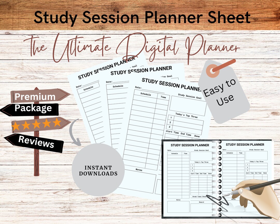 Study Session Planner Sheet, Study Planner Digital, Study Planner Excel ...