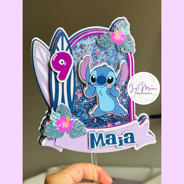 Pink and Blue Stitch Cake Topper - Etsy