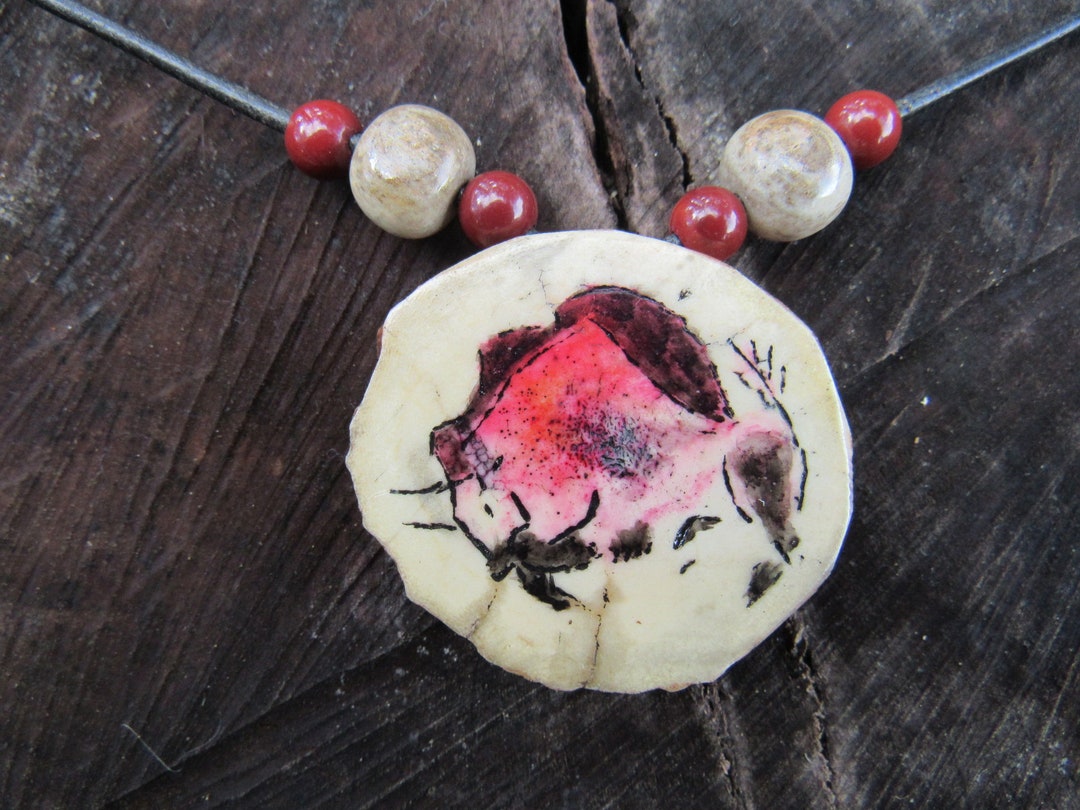 Moose Antler Primitive Bison Amulet - Etsy