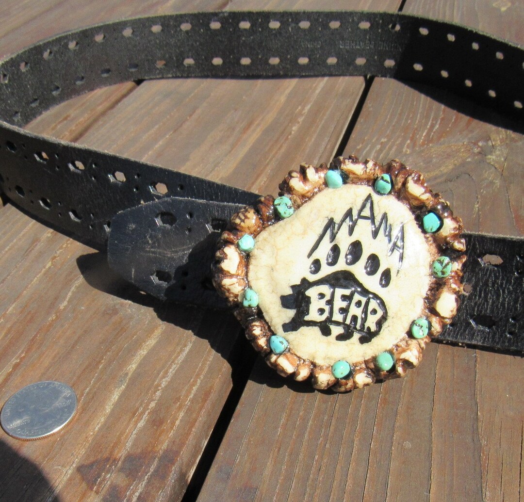 MAMA BEAR Elk Antler Belt Buckle - Etsy