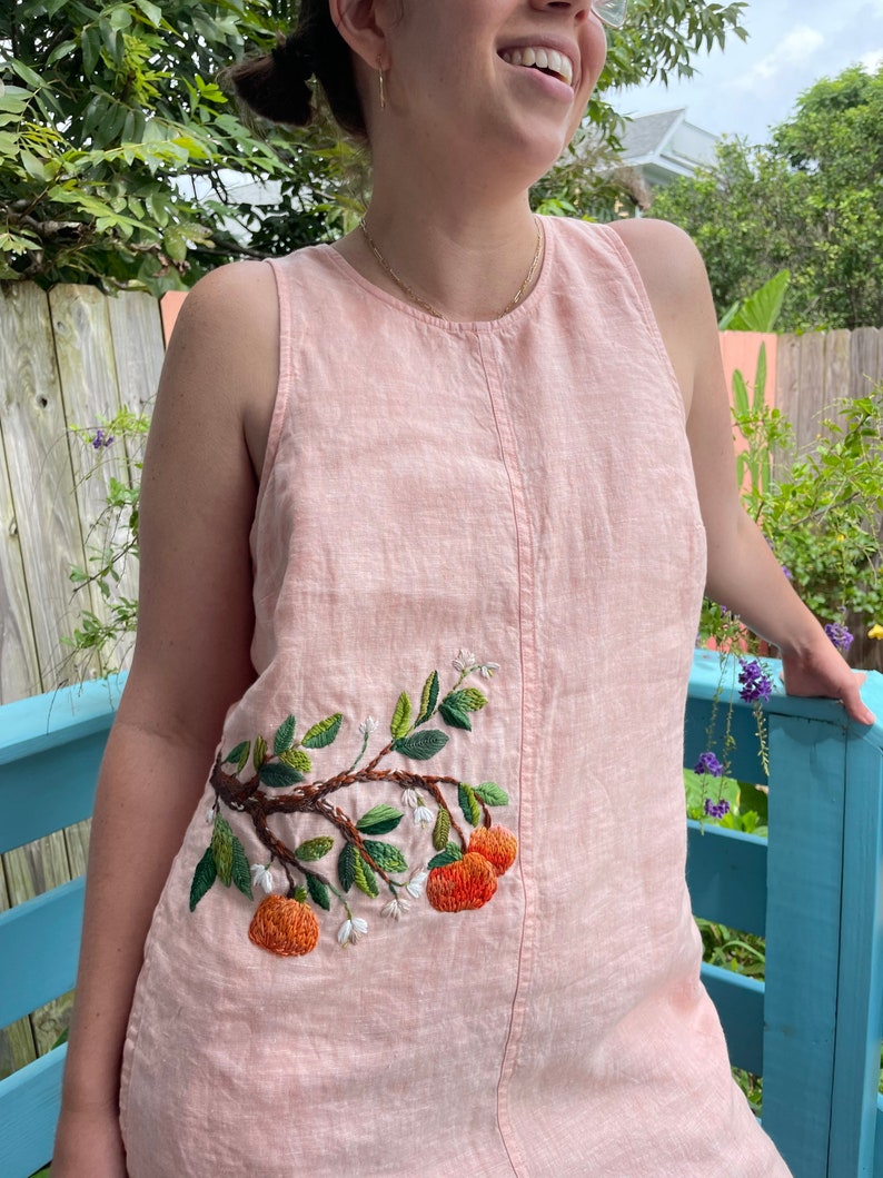 Hand-embroidered Linen Satsuma Dress - Etsy