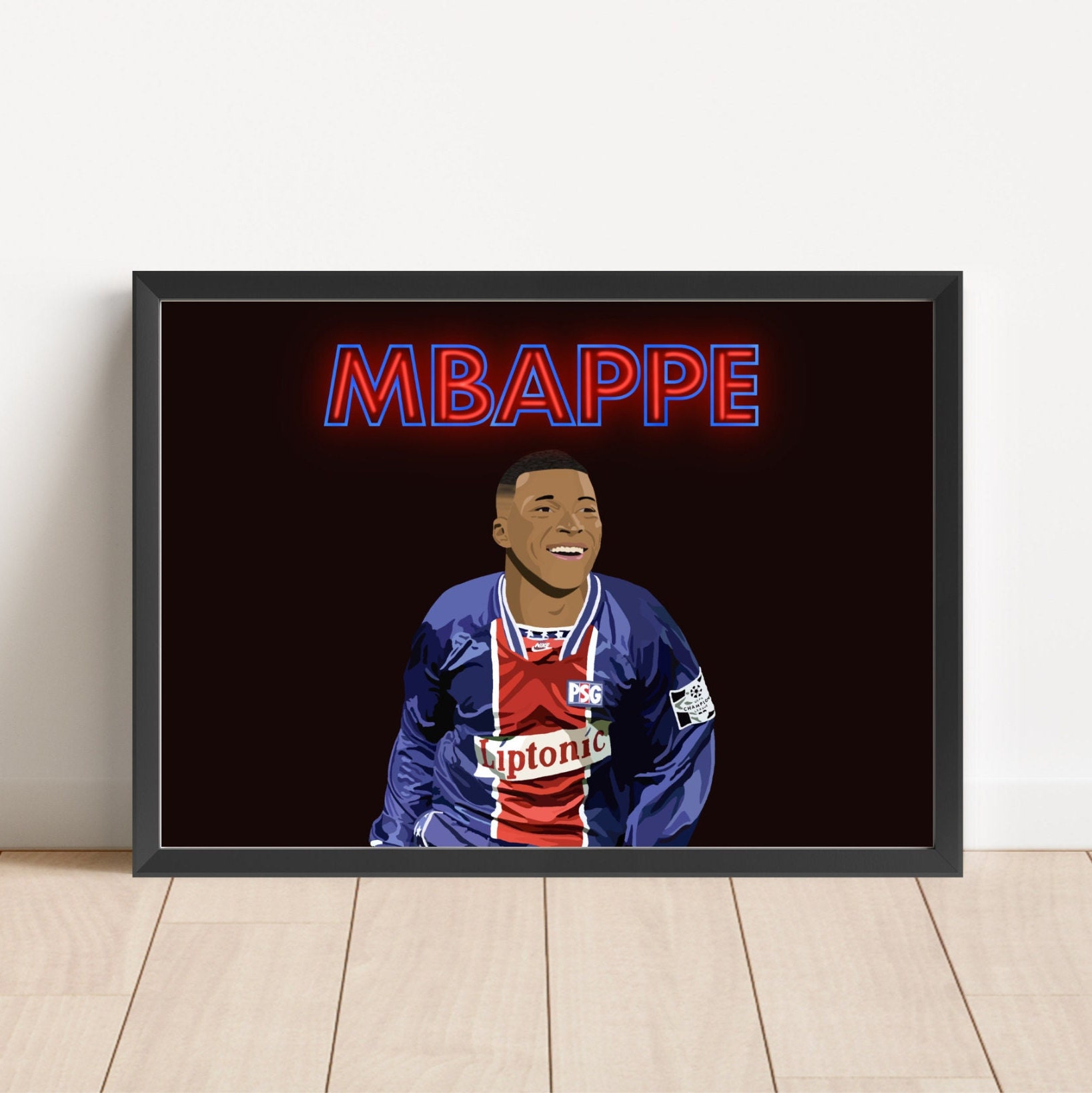 PSG Kylian Mbappe Retro Football Kit A4 Football Print - Etsy UK