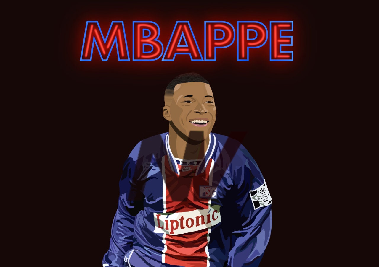 PSG Kylian Mbappe Retro Football Kit A4 Football Print - Etsy UK