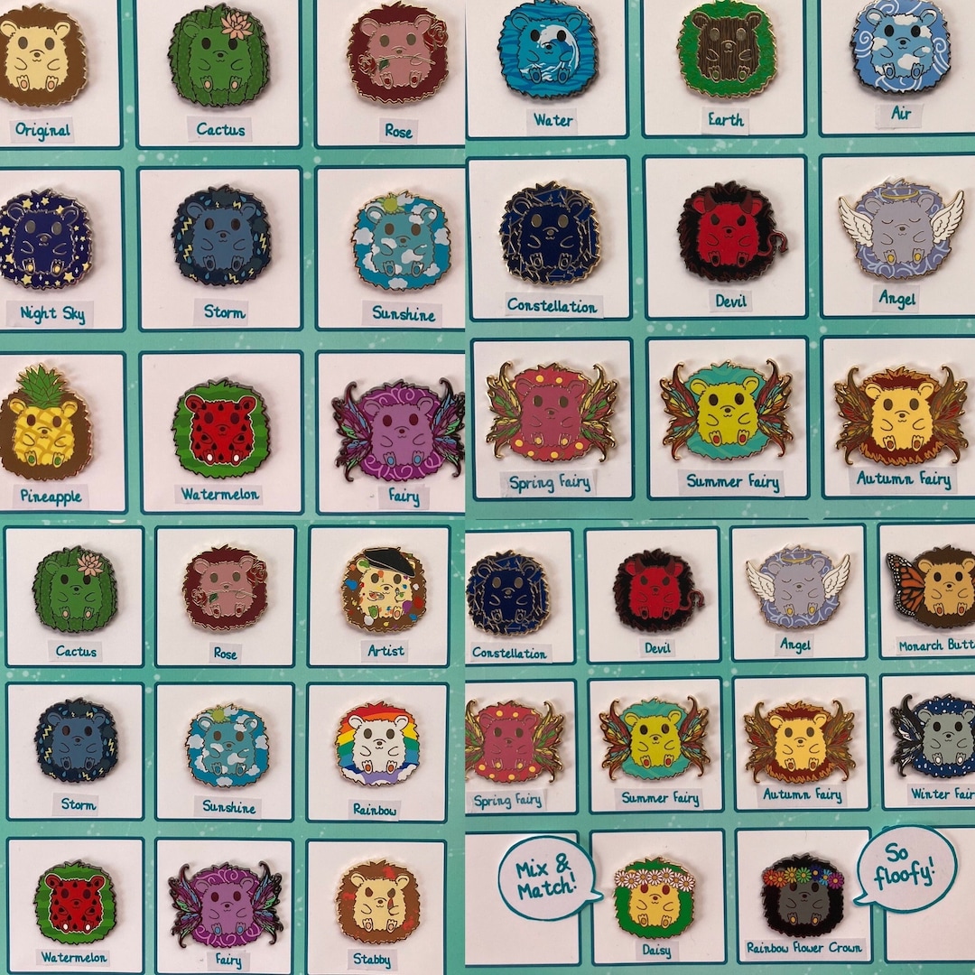 Hedgefloof Hard Enamel Pins - Hedgehog Pins - Hedgehog Enamel Pins ...