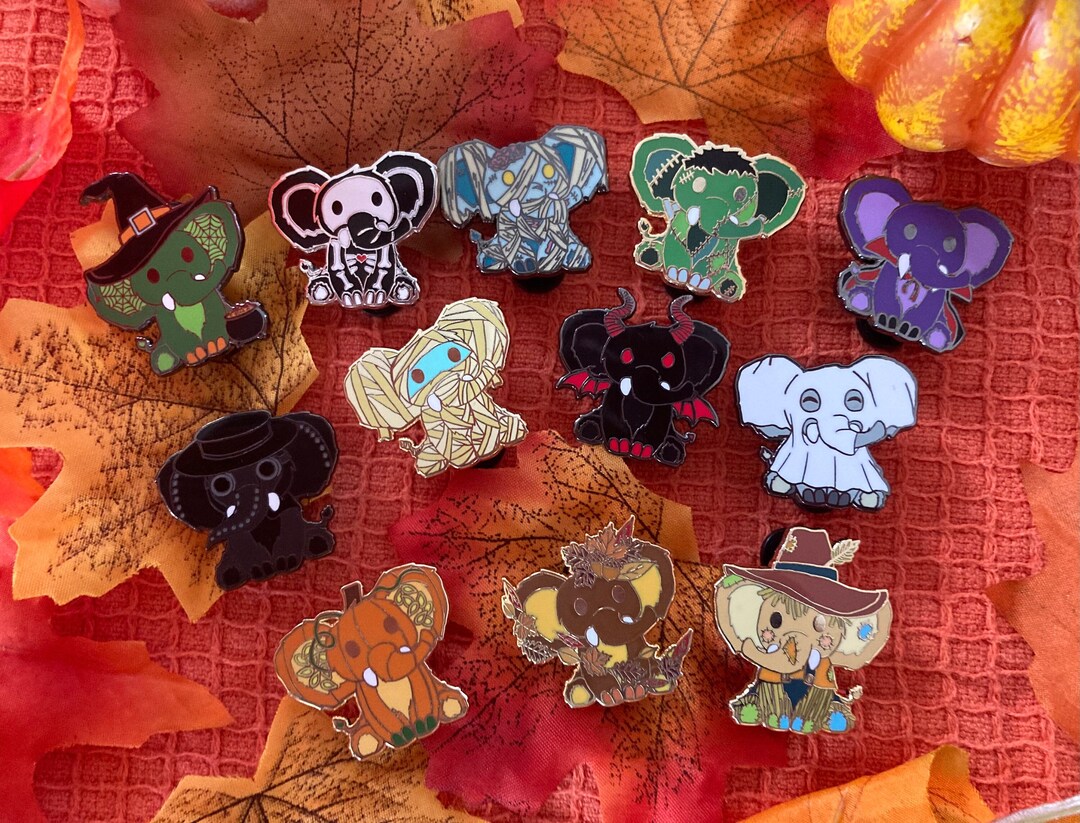 Halloween Spooky Elephant Hard Enamel Pins - Elephant Pins - Spoopy ...