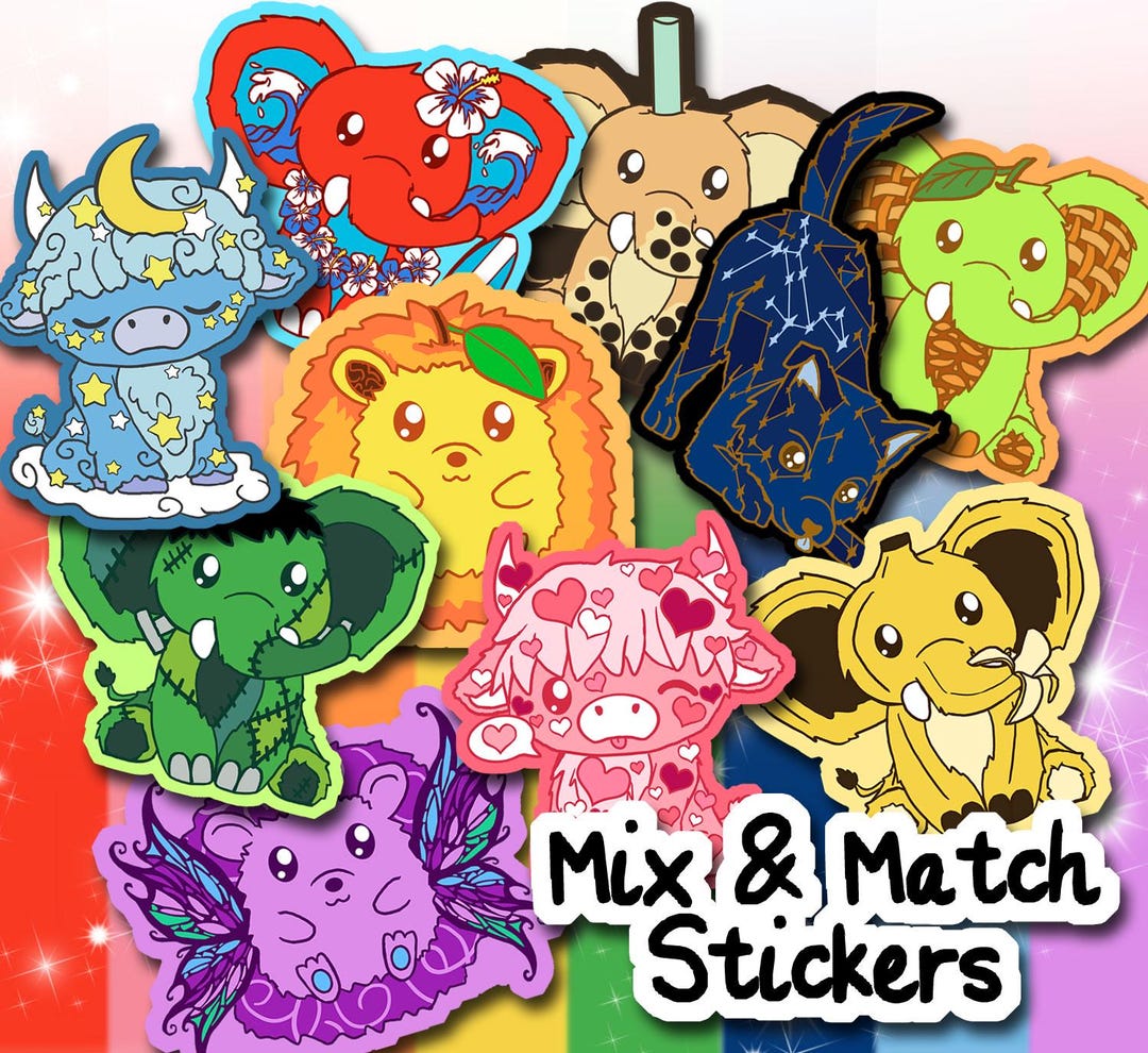 Mix and Match Animal Vinyl Stickers - Etsy
