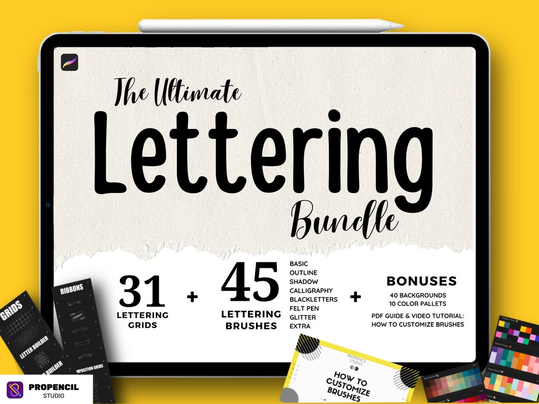 Procreate Lettering Brushes, Lettering Brush Set, Calligraphy Brushes ...