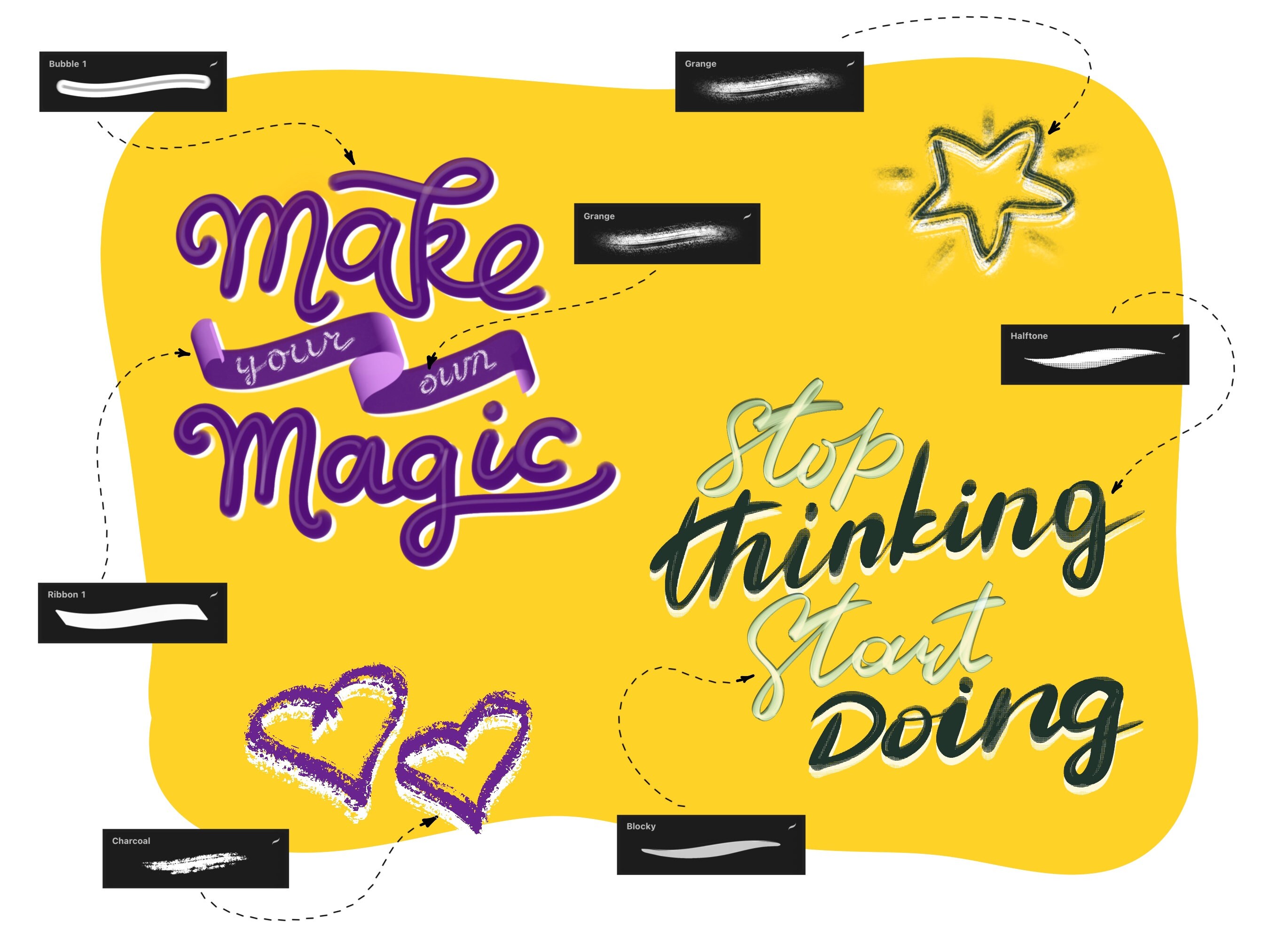 Procreate Lettering Brushes, Lettering Brush Set, Calligraphy Brushes, Lettering Grids - Etsy