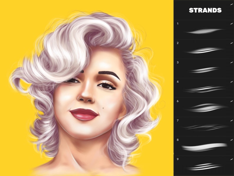 Procreate Hair Brushes, Procreate Hair Brush Set: Straight Hair, Curly ...