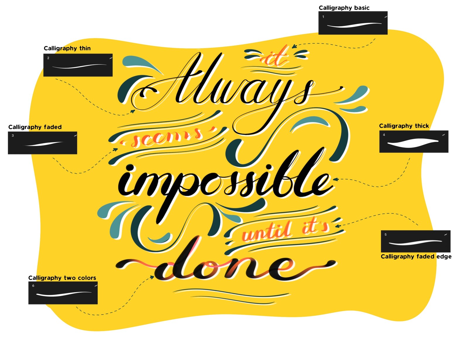 Procreate Lettering Brushes, Lettering Brush Set, Calligraphy Brushes ...