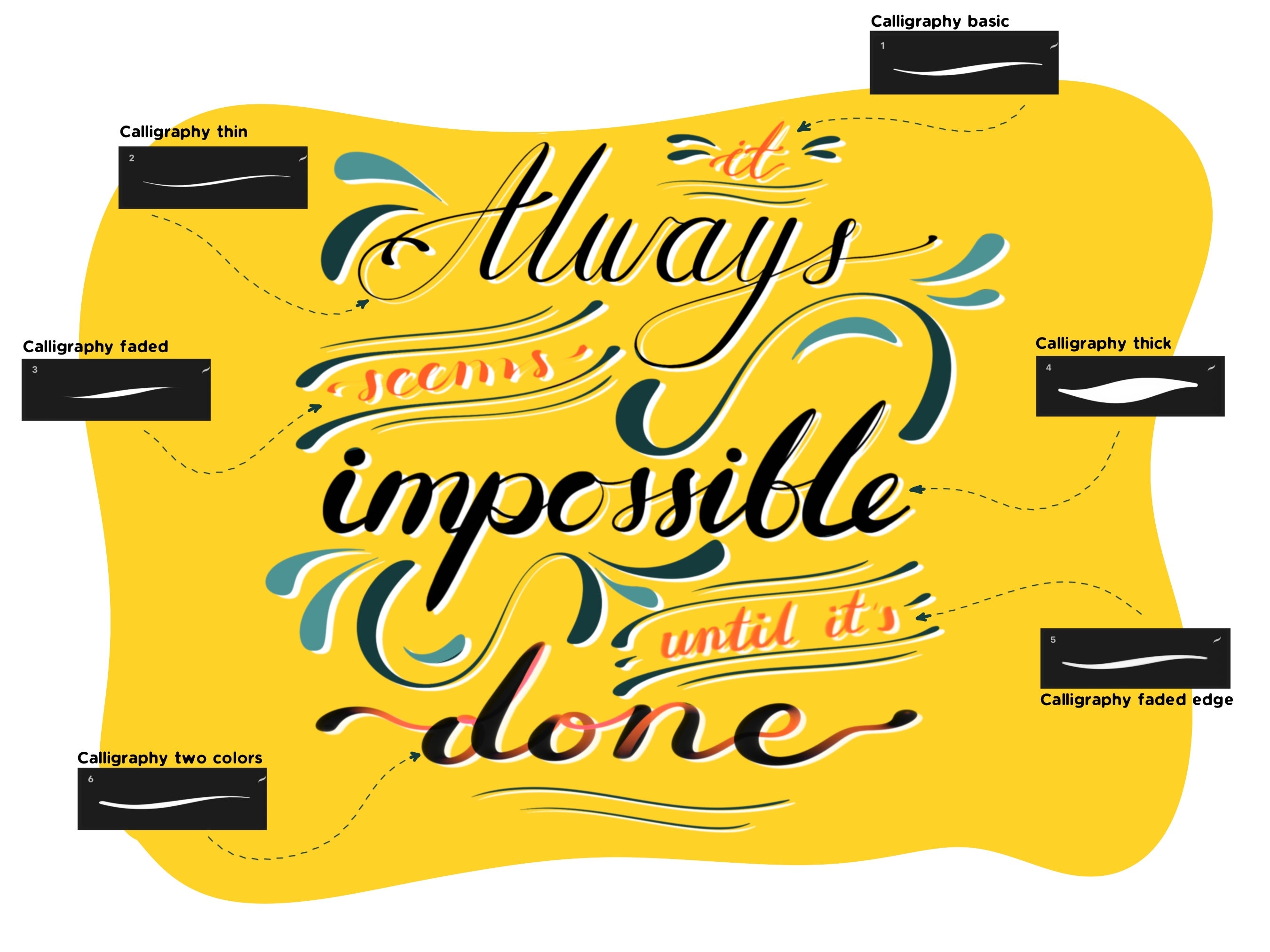 Procreate Lettering Brushes, Lettering Brush Set, Calligraphy Brushes ...