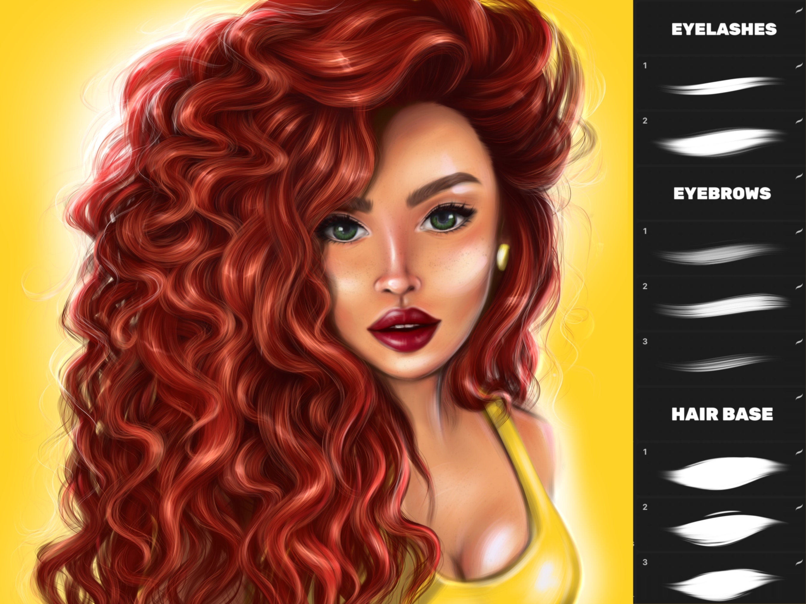 Procreate Hair Brushes, Procreate Hair Brush Set: Straight Hair, Curly ...