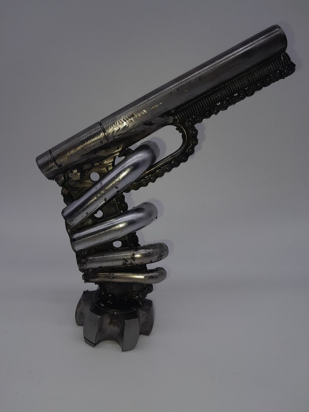 Scrap Metal Art Hand Holding Gun Recycled - Etsy