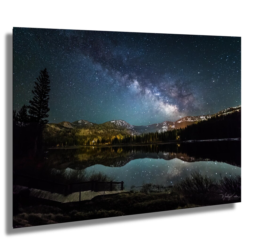 Silver Lake Starry Night Print: Utah Mountain Galaxy Reflection - Etsy