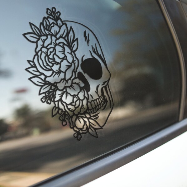 Skull With Roses Sticker - Etsy
