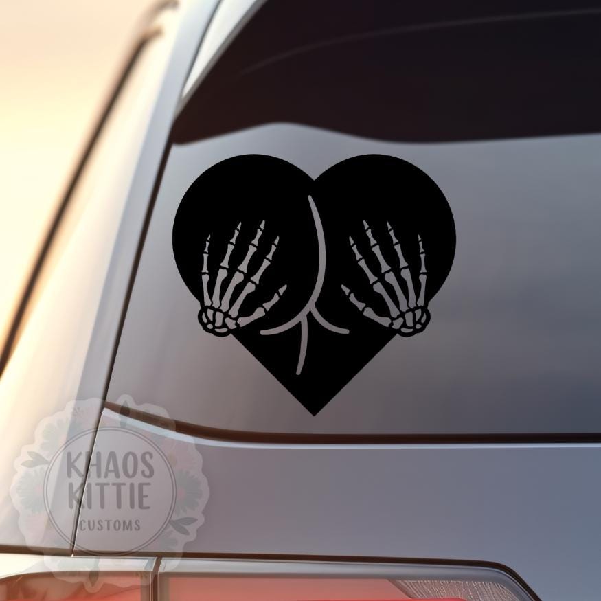 Skeleton Heart Booty Decal - Sticker for Cars, Laptop, Vehicle, Custom ...
