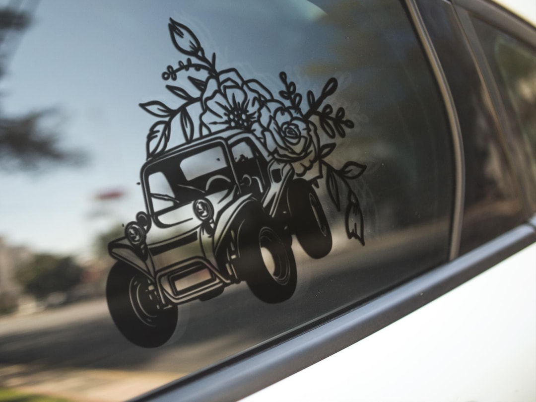 Rose Floral Buggy Decal - Sticker for Cars, Laptop, Vehicle, Custom. - Etsy
