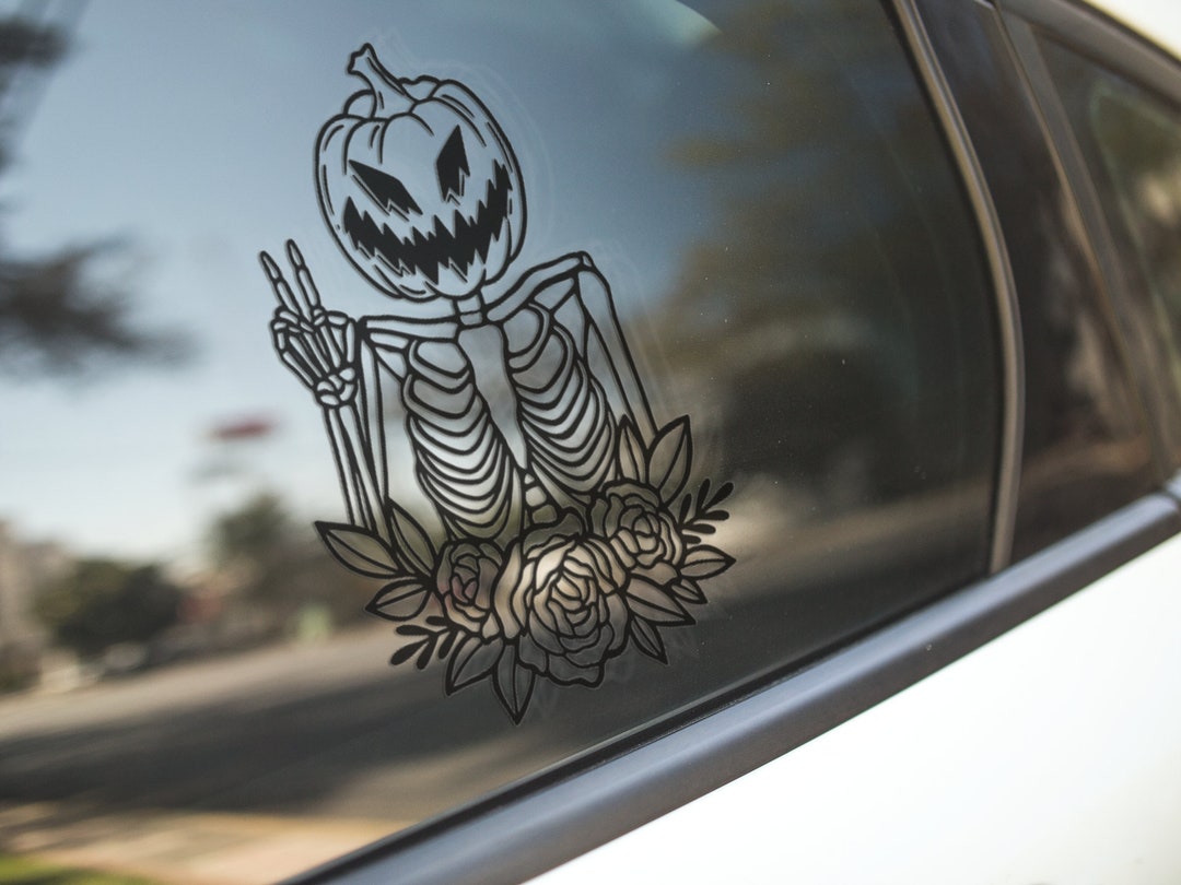 Pumpkin Head Skeleton Decal - Sticker for Cars, Laptop, Vehicle, Custom ...
