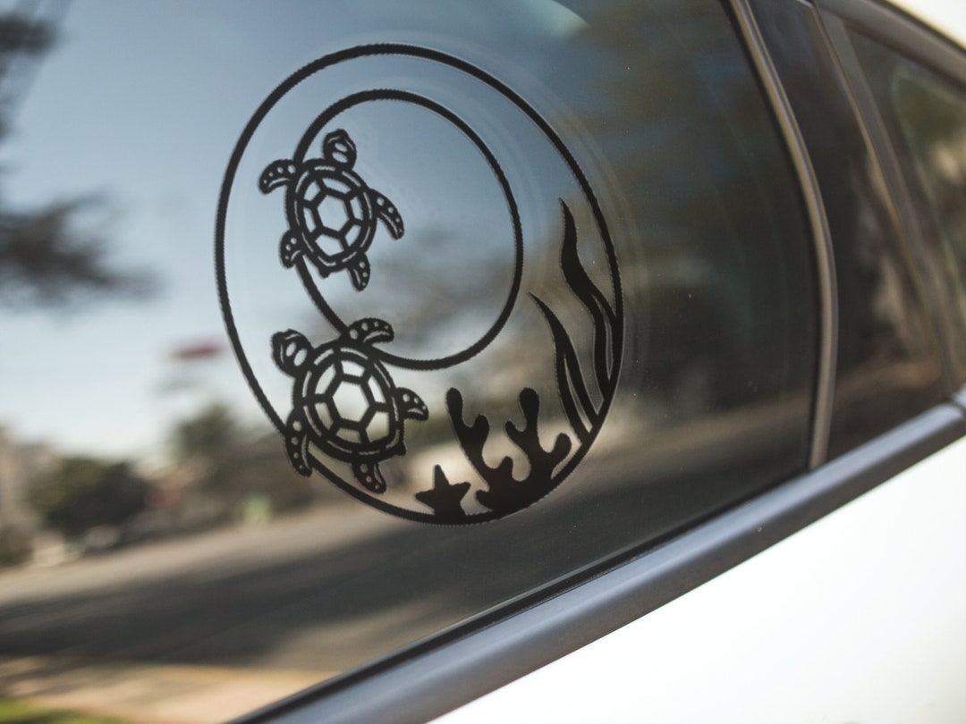 Hawaiian Turtle and Reef Decal - Sticker for Cars, Laptop, Vehicle ...